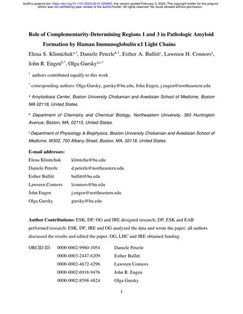 Pdf Role Of Complementarity Determining Regions 1 And 3 In Pathologic