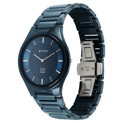 Buy Online Titan Edge Ceramic Quartz In Atlantic Blue Dial With