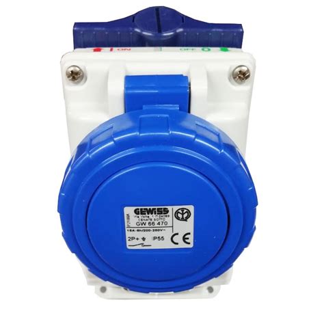 Gewiss Vertical Interlocked Socket 2p E 16a Ip55 Gw66470