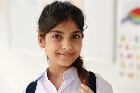 Premium Photo Portrait Of Smiling Indian Schoolgirl