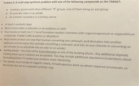 Solved Problem 2 A Multi Step Synthesis Problem With One Of Chegg