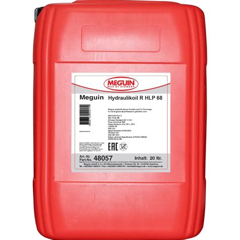 Масло гидравлическое минеральное Hydraulikoil R HLP 68 (20 л) MEGUIN ...