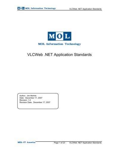 Vlcweb Net Application Standards Mol Consolidation Services