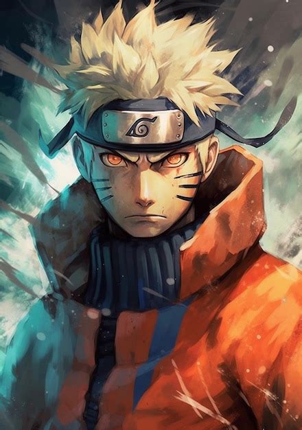 Premium Ai Image A Drawing Of A Naruto Cartoon Character Wearing A Blu
