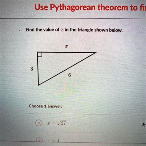 Solved Find The Value Of X In The Triangle Shown Below Use