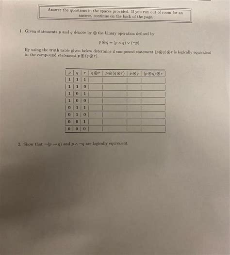Solved Answer The Questions In The Spaces Provided If You