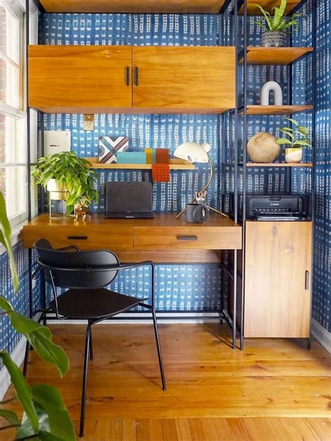 Desk Cubbies And Vibrant Wallpaper Are Key To This Office Made For