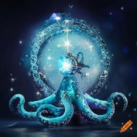 Celestial Kraken Made Of Radiant Diamond With Sparkling Stardust On Craiyon