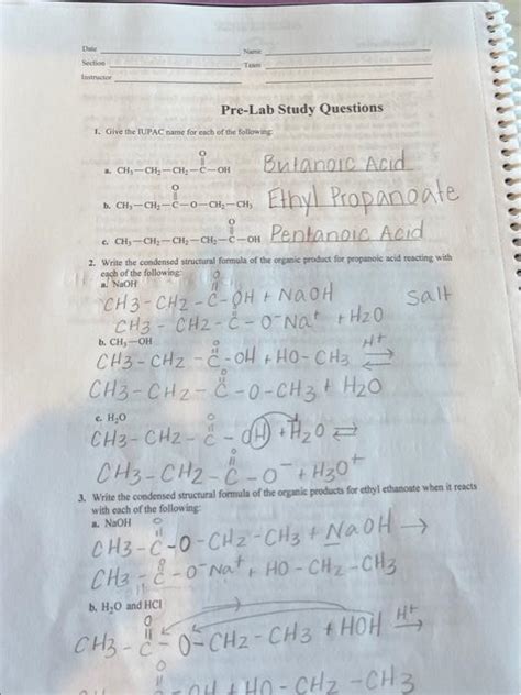 Solved Dase Nome Tean Pre Lab Study Questions 1 Give The Chegg
