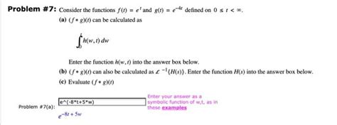 solved problem 7 consider the functions f t e and g t