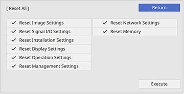 Initial Settings And Reset Options Initial All Settings Menu
