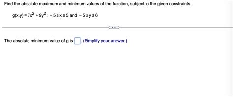 Solved Find The Absolute Maximum And Minimum Values Of The