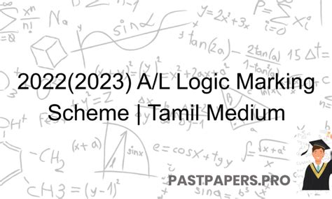 20222023 Al Logic Marking Scheme Tamil Medium Past Papers