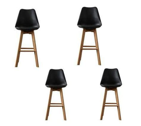 4 Juliet Bar Chairs Black Padded Leg Makro