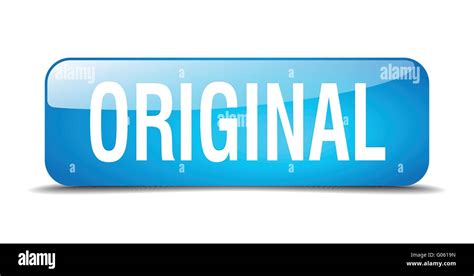 Original Blue Square 3d Realistic Isolated Web Button Stock Vector