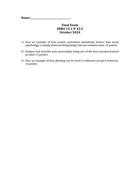 Final Exam Class 15 Pdf