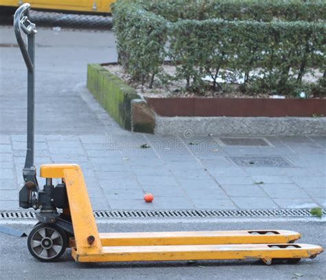 Hand Transport Trolley With Lifting Lever Stock Image Image Of