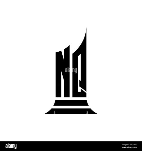 NQ Monogram Logo Letter With Building Shape Style Design Isolated On White Background Real