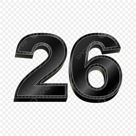 Gradiente Negro 3d Número 26 PNG dibujos 26 Número Símbolo PNG y
