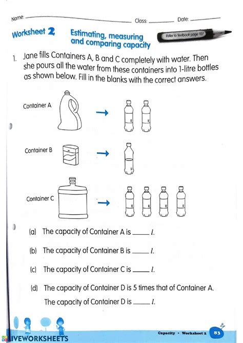 Estimating Measuring And Comparing Capacity Worksheet Live Worksheets Library