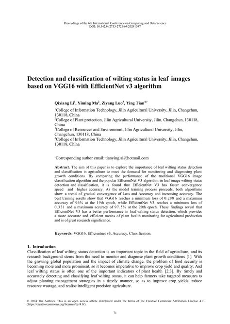 PDF Detection And Classification Of Wilting Status In Leaf Images