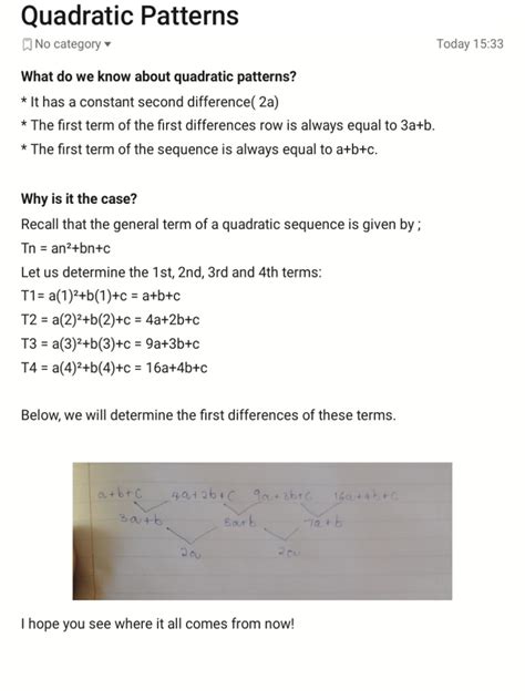 Quadratic Patterns Pdf