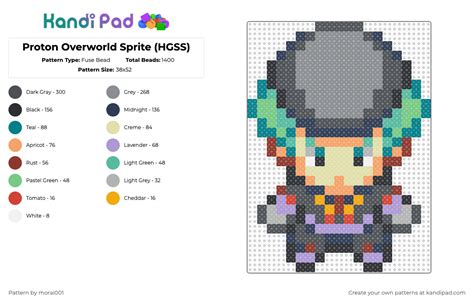 Proton Overworld Sprite HGSS Fuse Bead Pattern Kandi Pad Kandi Patterns Fuse Bead