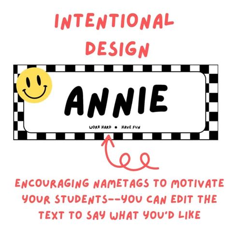 Bright Smiles Desk Name Labes Canva Editable Classroom Printables