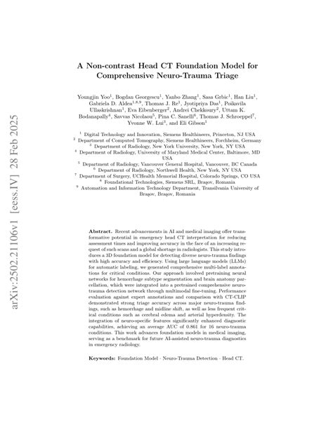 Pdf A Non Contrast Head Ct Foundation Model For Comprehensive Neuro