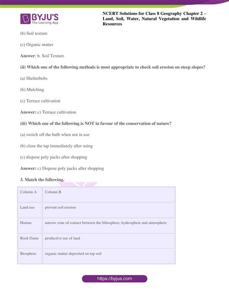 Ncert Solutions For Class 8 Geography Chapter 2 Land Soil Water