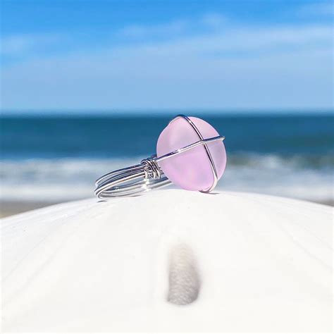 Hand Wired Pink Sea Glass Ring Gobeachy