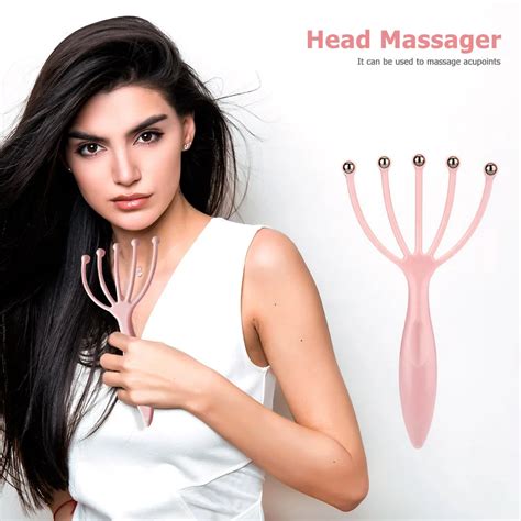 Head Massager Scalp Neck Comb Roller Five Finger Claws Steel Ball Hand