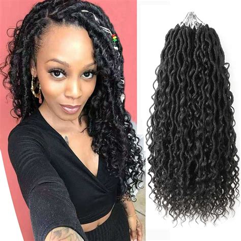 Buy Curly Faux Locs Crochet Hair 18 Inch New Goddess Locs With Curly