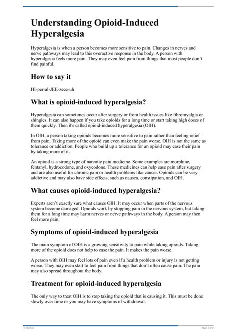 Text Understanding Opioid Induced Hyperalgesia Healthclips Online