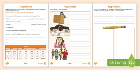 Hyperbole Worksheets Primary English Resources