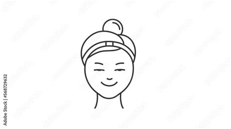 Animated Face Massage Linear Icon Skin Care Routine Beauty Procedure