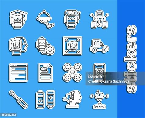회선 설정 분해 로봇 전화에서 끄기 자율 스마트 자동차 로봇 배터리 부족 충전 설정 휴머노이드 및 미세 회로가 있는 프로세서 Cpu 아이콘 벡터 분해에 대한 스톡 벡터 아트