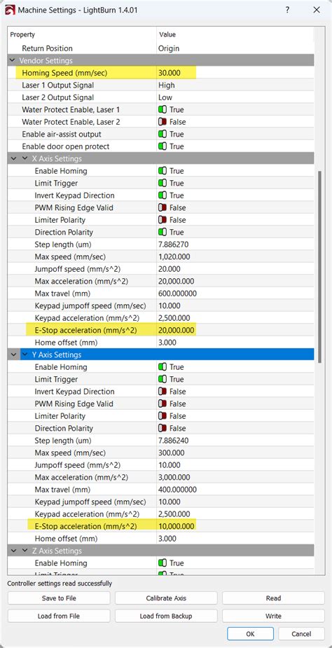 irregular circle homing problem power settings backlash tips and