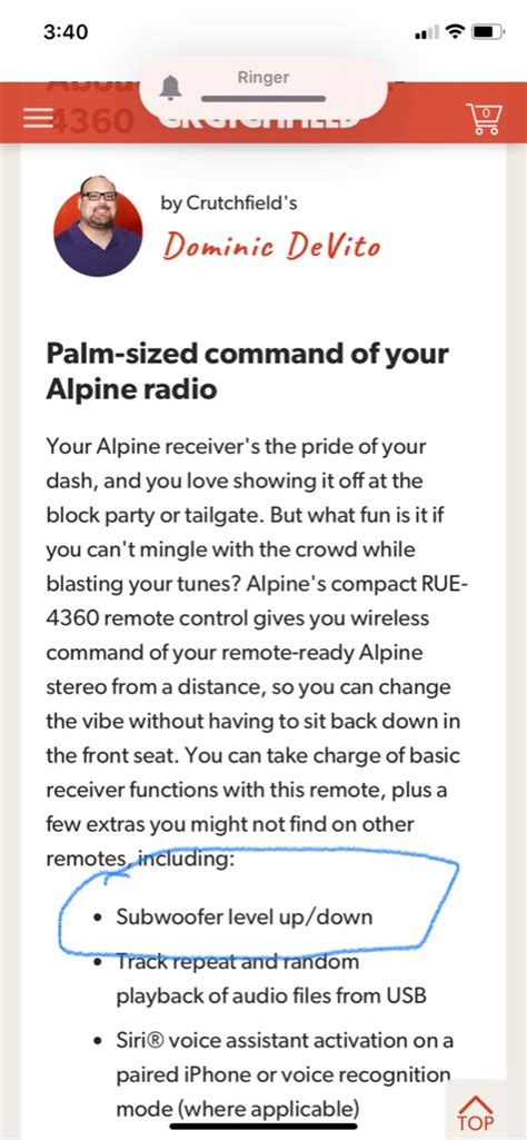 Customer Reviews: Alpine RUE-4360 Wireless remote control for remote ...
