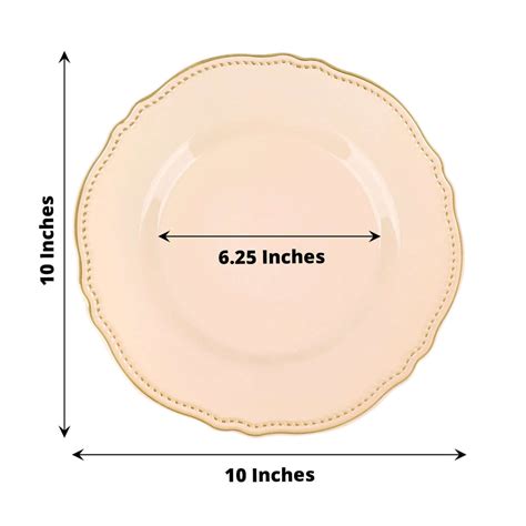 Plastic 10 Dinner Plates Nudegold Scalloped Rim Tableclothsfactory