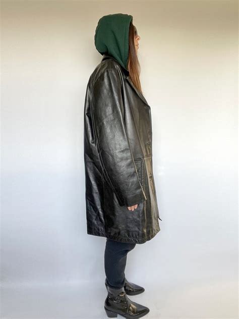 Xl Heavyweight Leather Trench Coat Gem