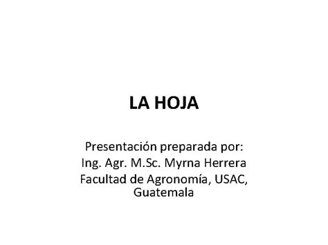 LA HOJA Presentacin Preparada Por Ing Agr M