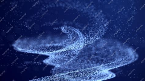 水の循環 ダスト粒子の旋風 デジタル背景 ビッグデータの視覚化 未来的な点波 3d レンダリング プレミアム写真