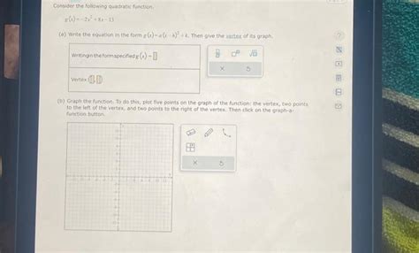 Solved Consider The Following Quadratic Function Chegg
