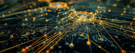 Abstract Network Connections With Glowing Elements On Circuit Board