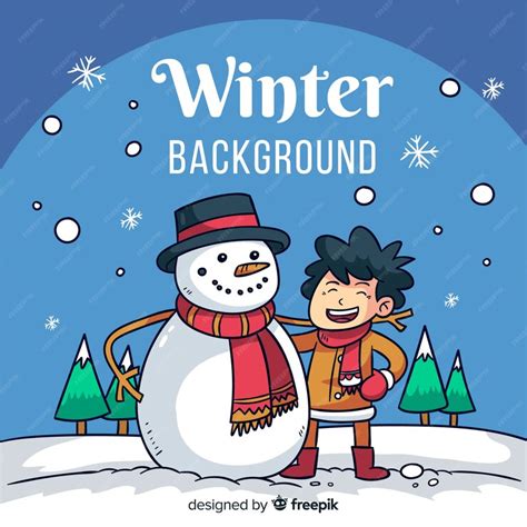 Рисованный зимний фон Бесплатно векторы