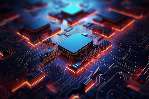 Generative Ai Image Of Core Central Processing Unit With Lines Circuit