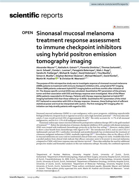 Pdf Sinonasal Mucosal Melanoma Treatment Response Assessment To