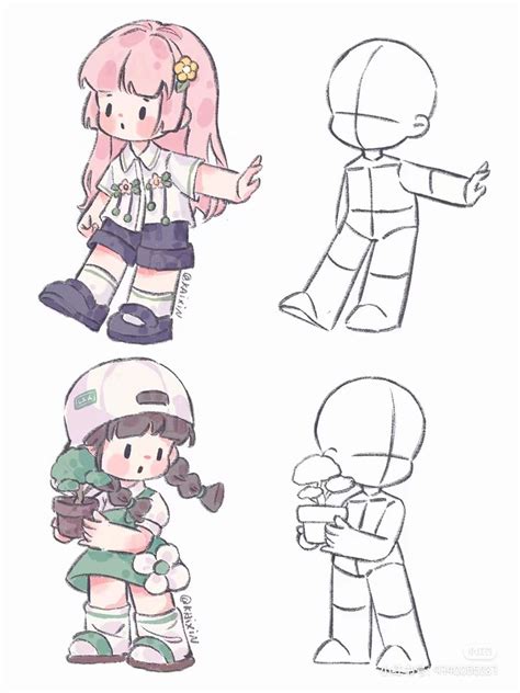 ค้นพบไอเดีย Chibi Pose และ สอนวาดรูป 430 รายการ ภาพสเก็ต การออกแบบตัวละคร การวาดรูปร่าง และ