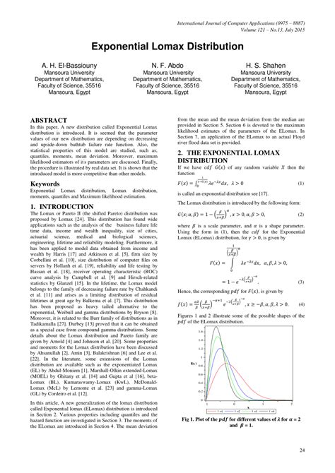 Pdf Exponential Lomax Distribution